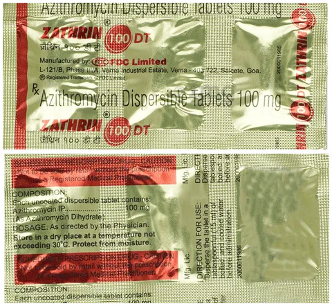 Buy Zathrin DT 100 mg - Zithromax Generic | AllDayChemist